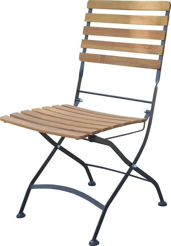 Sunfun Moni Zahradní židle bez područek, 45 × 57 × 88 cm, ocel, dřevo, přírodní
