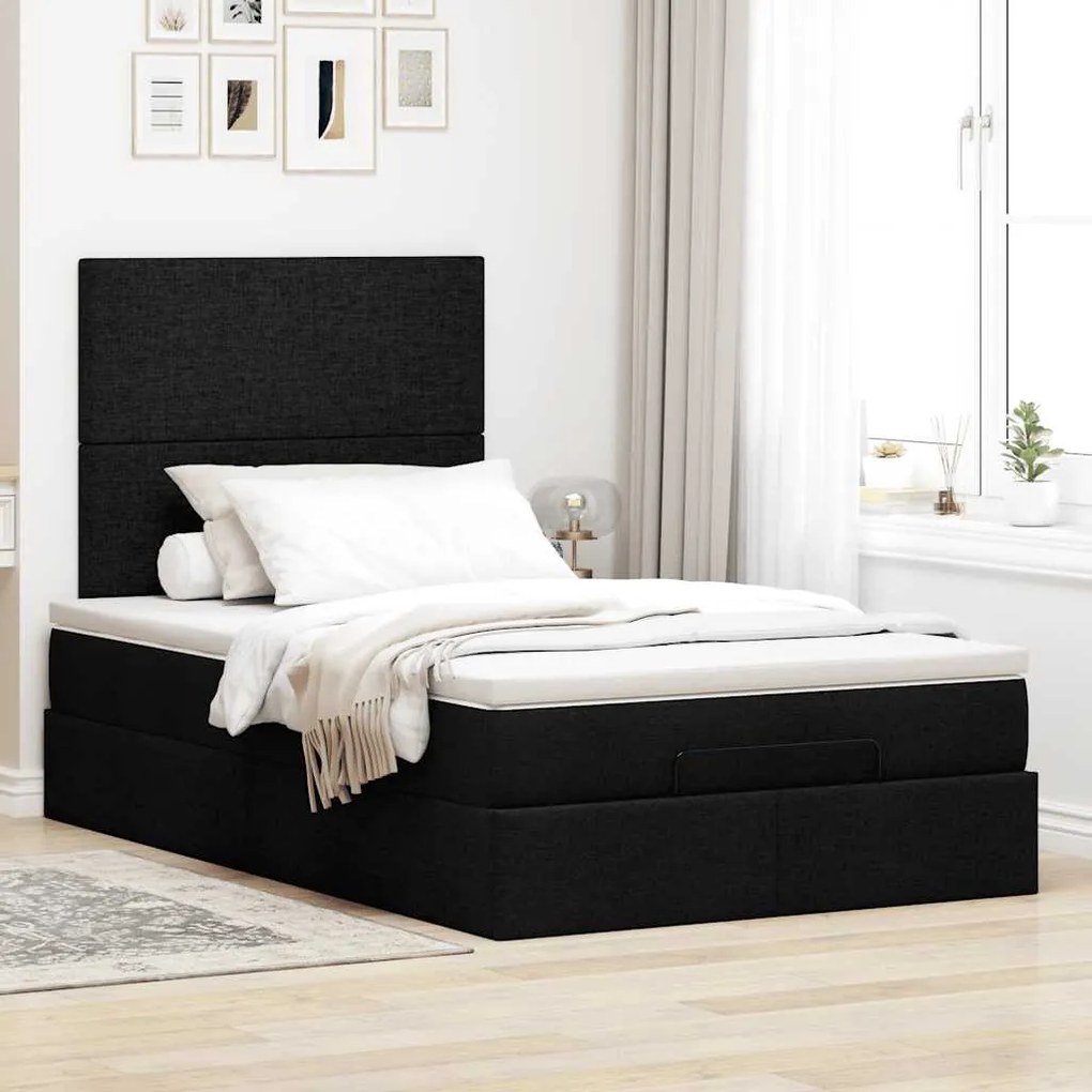 Osmanský rám postele s matrací černá 120x190 cm textil 3313059