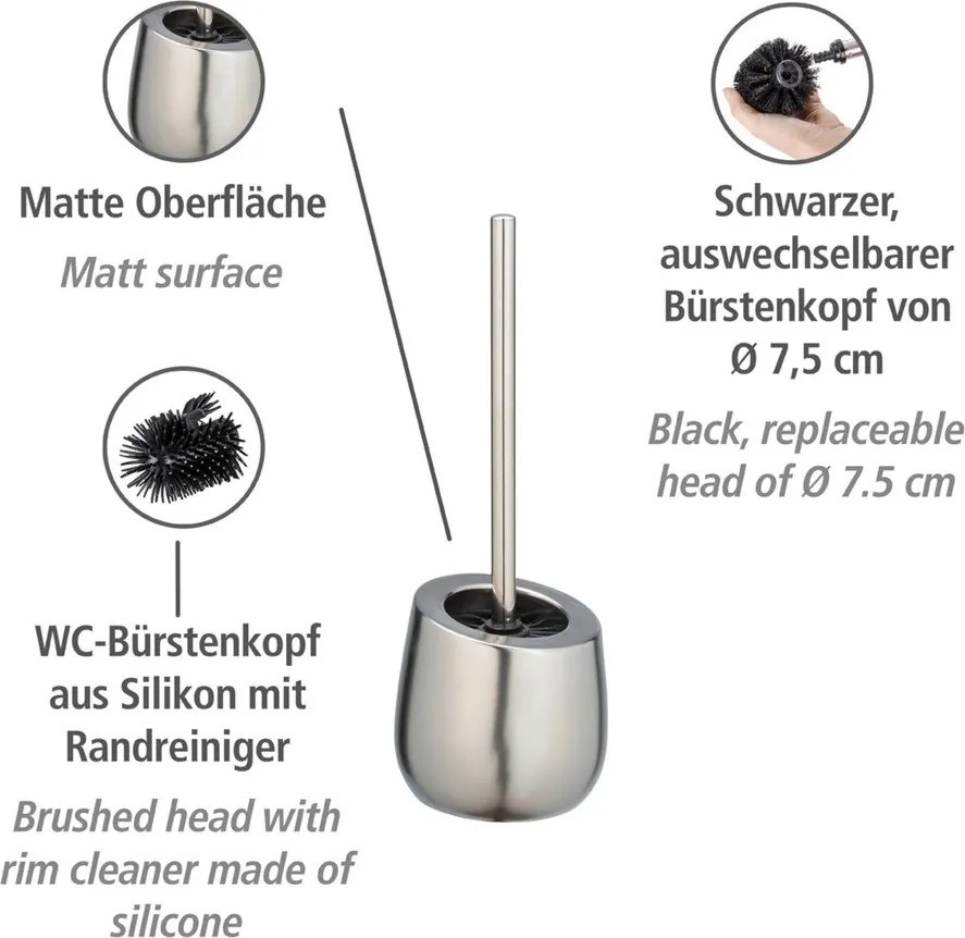 Keramická WC štětka v matně stříbrné barvě Badi – Wenko