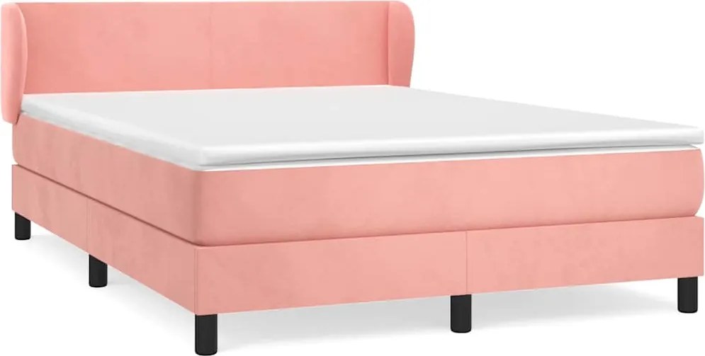 Box spring postel s matrací růžová 140x190 cm samet 3127372