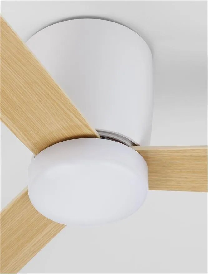 NV 9952335 Stropní ventilátor DELL tělo z hliníku dřevo a matná bílá 3ABS dřevěné listy - NOVA LUCE
