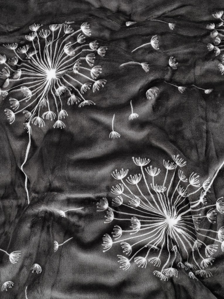 MK Lůžkoviny Francouzské mikroplyšové povlečení Exclusive - Pampelišky šedé 220 × 200 cm, 2ks 70 x 90 cm