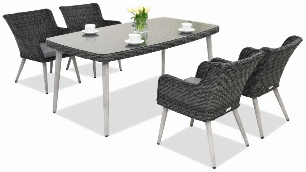 Exkluzivní technorattanový jídelní set Cordoba antracit od společnosti Garden Point pro 4 osob