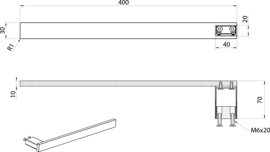 Sapho Sapho, BELLA držák ručníků na levý bok skříňky 400mm, chrom, FA312