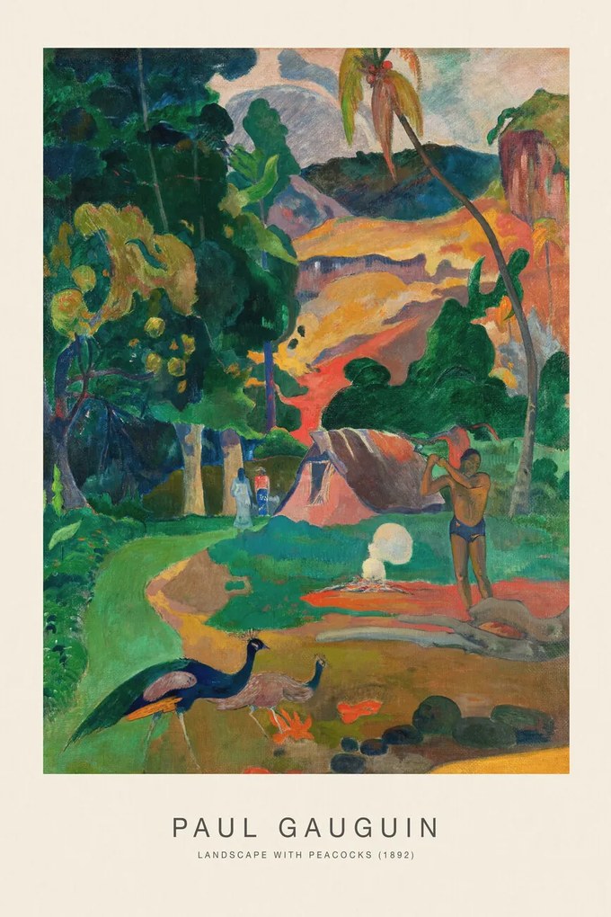 Obrazová reprodukce Landscape with Peacocks (Special Edition) - Paul Gauguin, (26.7 x 40 cm)