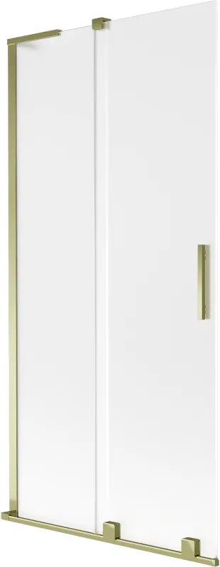 Mexen Velar L, 2-křídlová posuvná vanová zástěna 90 x 150 cm, 8mm sklo námraza, zlatá lesklá, 896-090-003-31-50