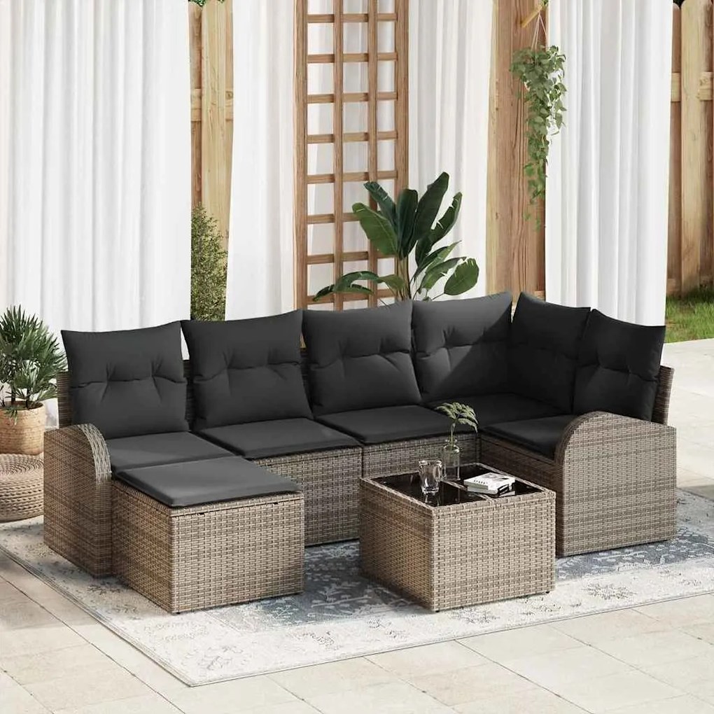 Set pohovek 7 ks Šedá polyratan 3354788