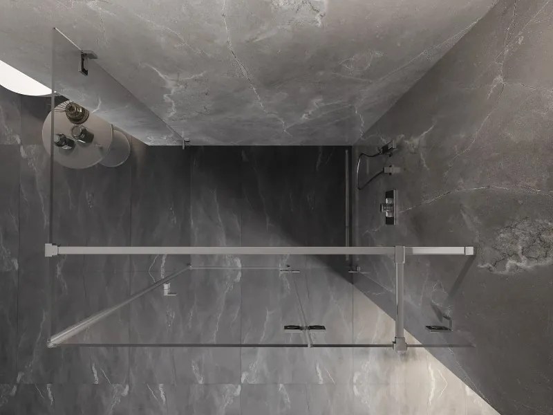 Mexen Lunar T, výklopný sprchový kout pravý 130 x 120 cm, 8mm čiré sklo, chromový profil, 834T-130-120-01-00-P