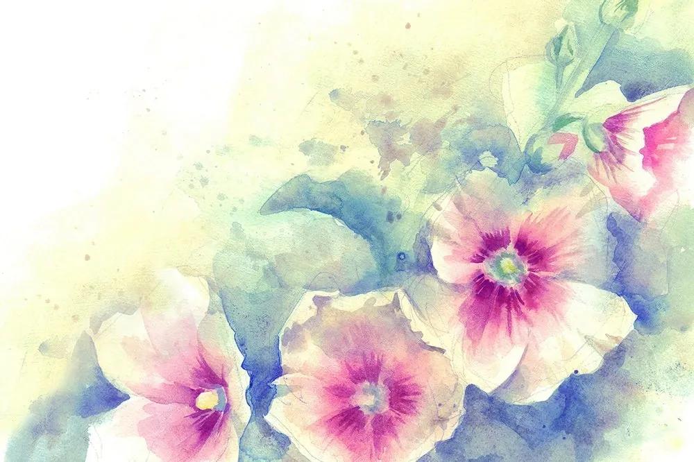 Samolepící tapeta akvarelová ilustrace květin - 150x100 cm