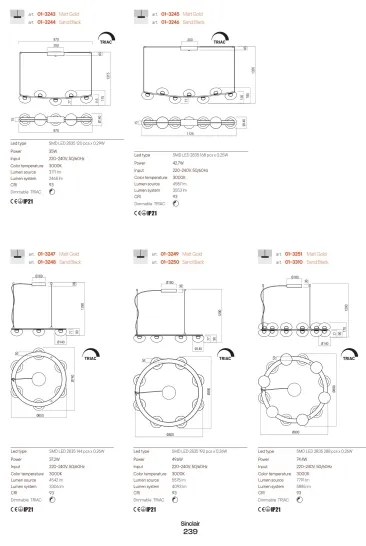 Redo 01-3248- LED Stmívatelný lustr na lanku SINCLAIR LED/37,2W/230V CRI 93 IP21