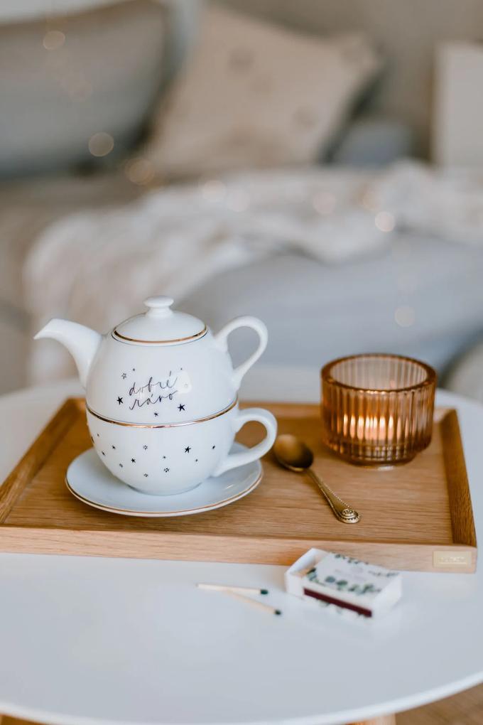 Bella Rose Porcelánová čajová souprava Dobré ráno, bílá barva, porcelán
