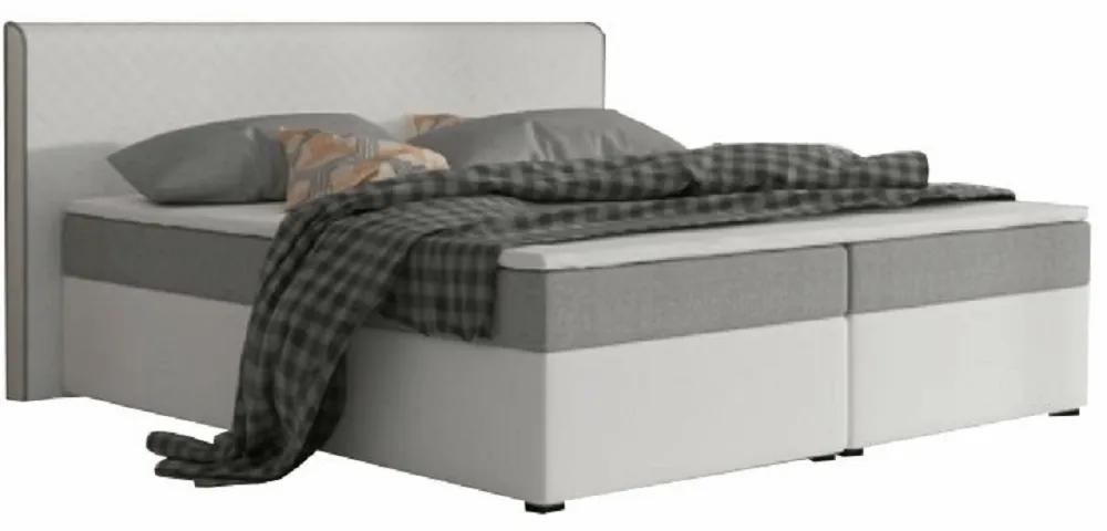 Tempo Kondela, s.r.o. Komfortní postel, šedá látka / bílá ekokůže, 180x200, NOVARA KOMFORT