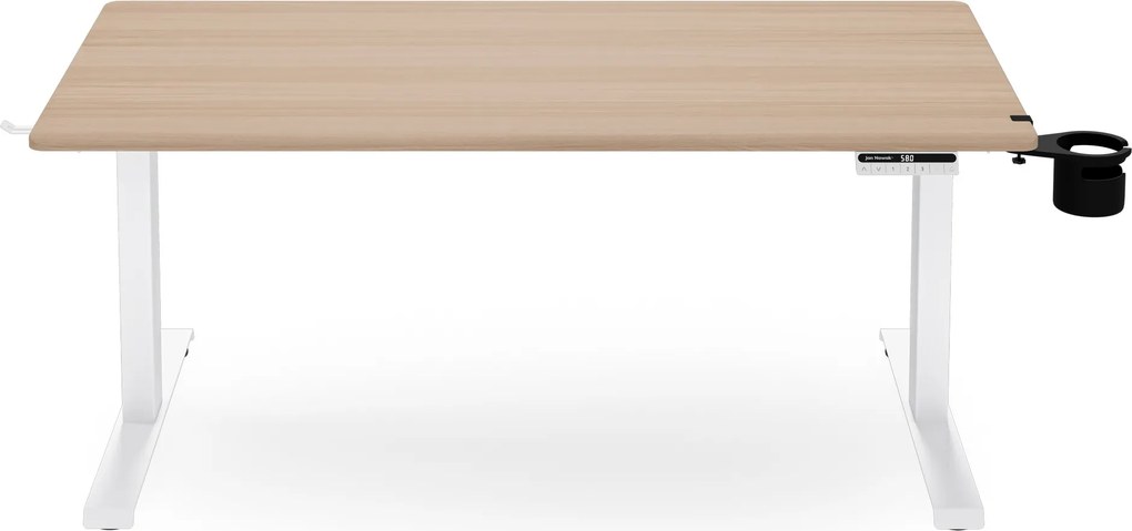 Elektrický stůl s nastavitelnou výškou ergonomický bílý/dub sonoma,1400x700 mm: ARIA