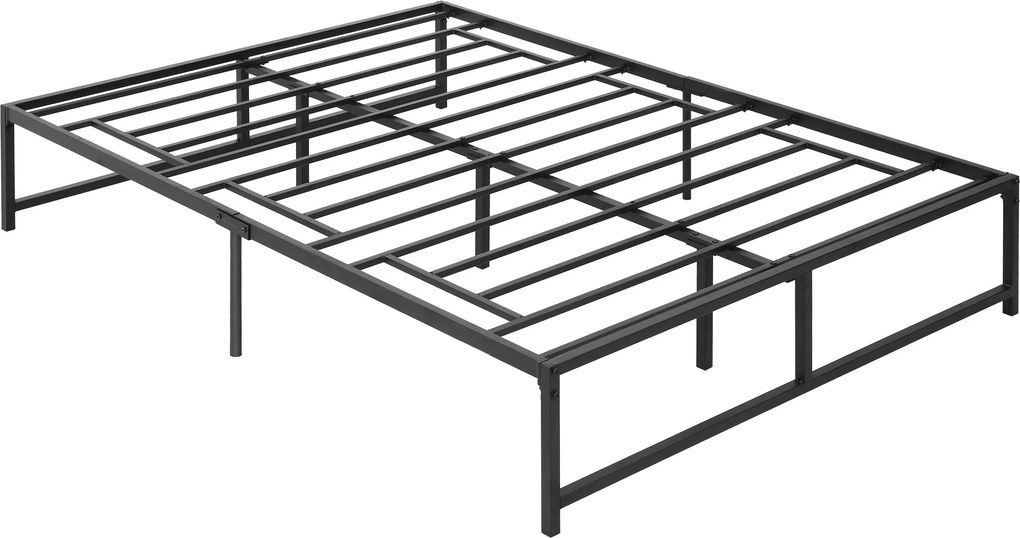 HOMCOM Dvoulůžkový rám postele 135x190 cm s nohami 35 cm – Manželský rám postele s černým úložným prostorem | Aosom