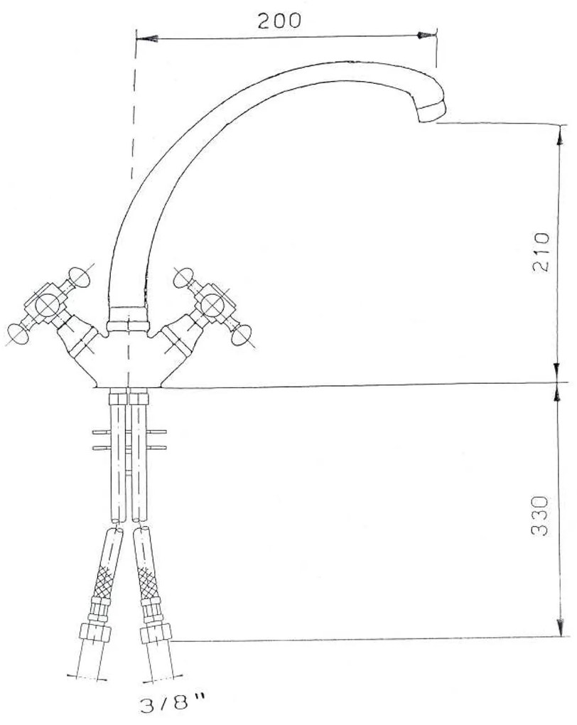 Sapho ANTEA stojánková dřezová baterie, výška 265mm, nikl - 3118