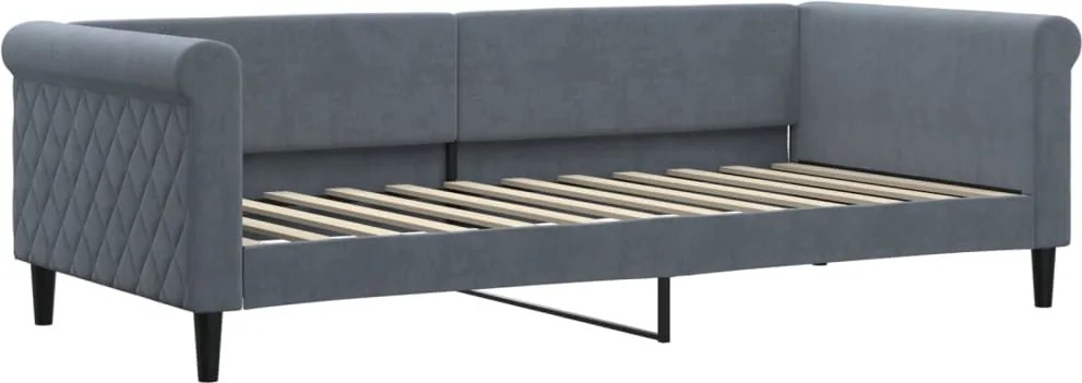 Válenda s přistýlkou a zásuvkami tmavě šedá 90 x 200 cm samet 3197844