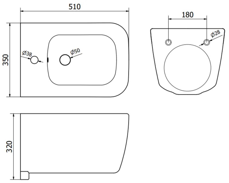 Mexen STELLA, závěsný bidet, 51 x 35 cm, bílá, 35685100