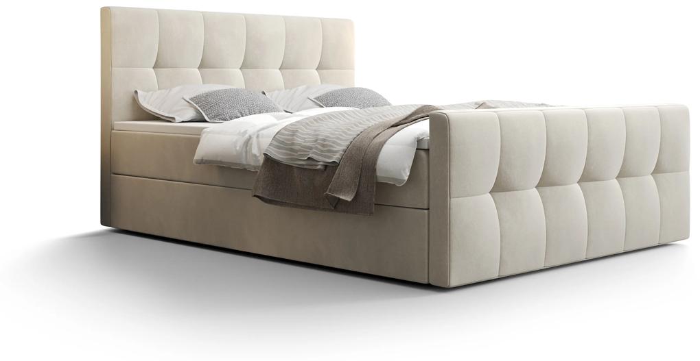 Manželská postel Boxspring 140 cm Macheta (béžová) (s matrací a úložným prostorem). 1046718