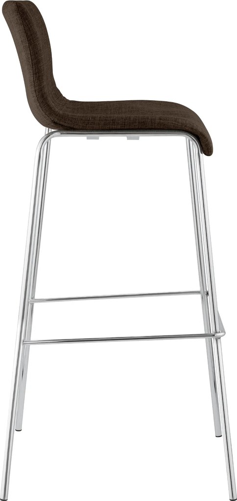 Sada 2 barových židlí Hoover látka čtyřnohá konstrukce chromovaná konstrukce – hnědá