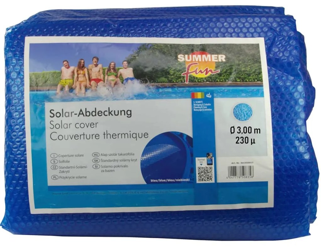 428940 Summer Fun Letní solární plachta na bazén kulatá 300 cm PE modrá