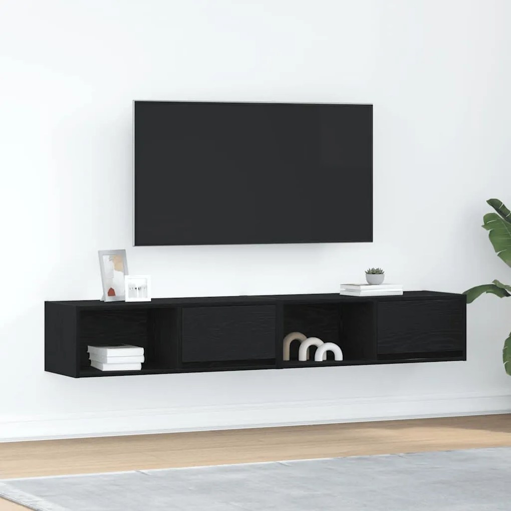 TV skříňky 2 ks Dub černý 80x31x25,5 cm Dřevěné konstrukce
