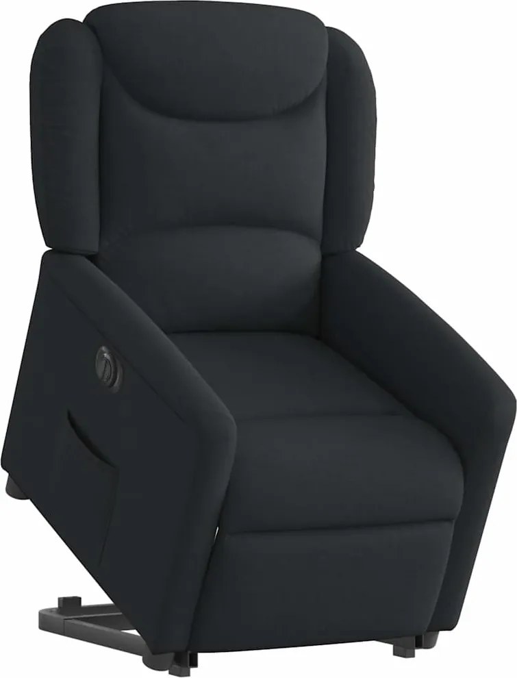 Elektrické zvedací polohovací křeslo černé textil 3303216