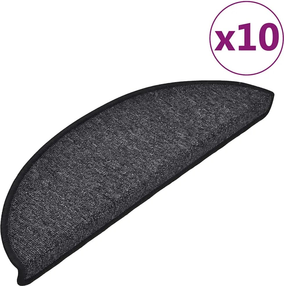 Schodové rohože 10 ks 56 x 17 x 3 cm antracitové půlkulaté 149735