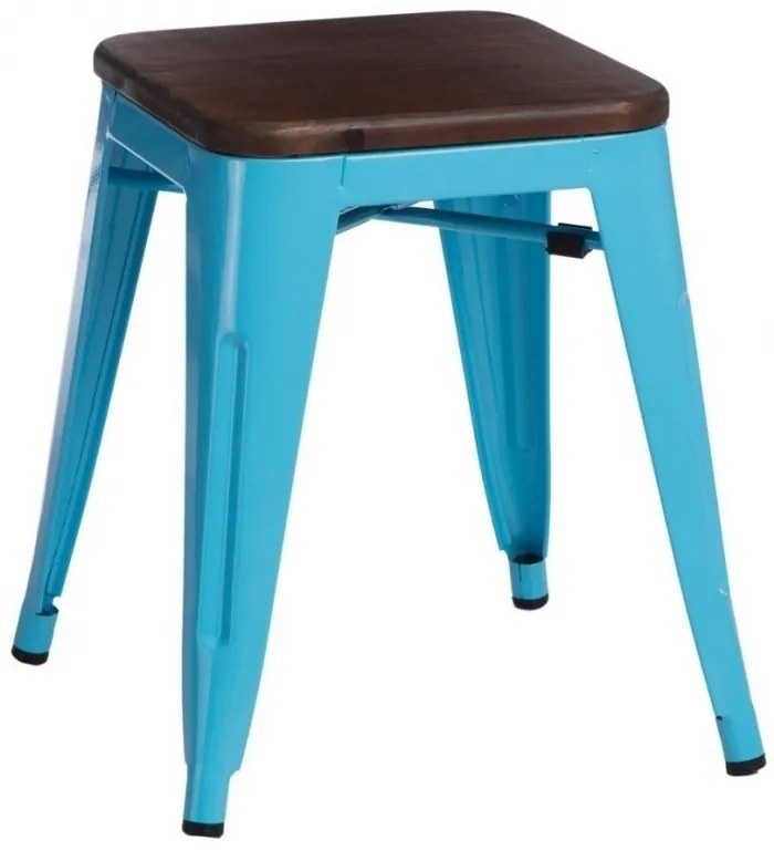 Stolička Tolix 45, modrá/ořech