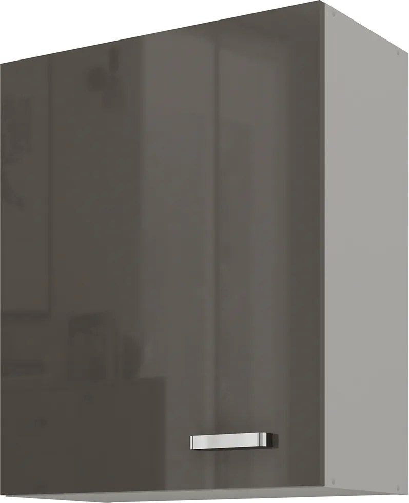 GREY gr | horní skříňka 60 G-72 1F policová | 60 cm | světle šedá/tmavě šedá lesk