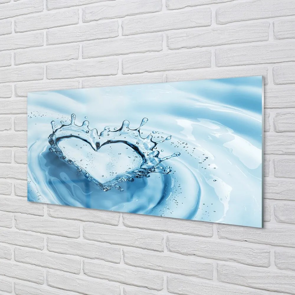 Obraz na skle Vodní kapky srdce 140x70 cm