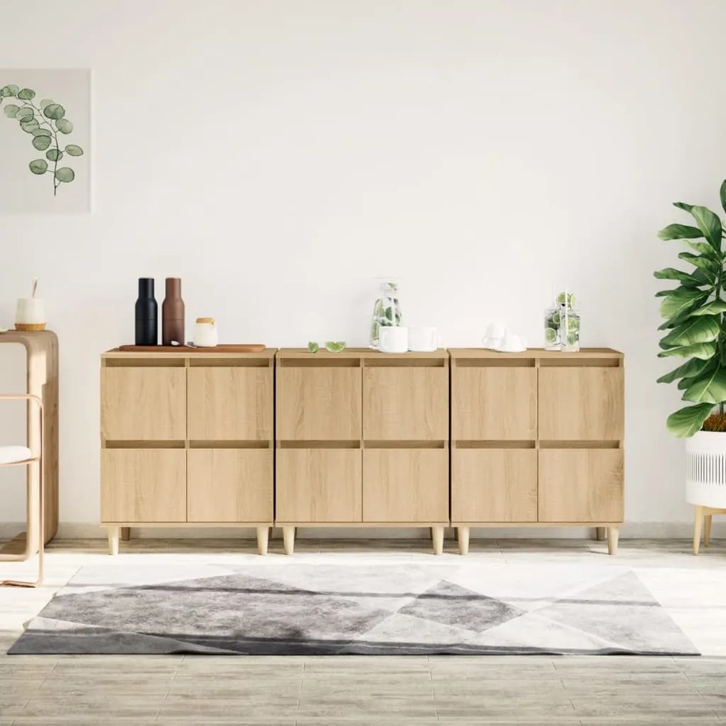 Příborníky 3 ks dub sonoma 60 x 35 x 70 cm kompozitní dřevo 3185770