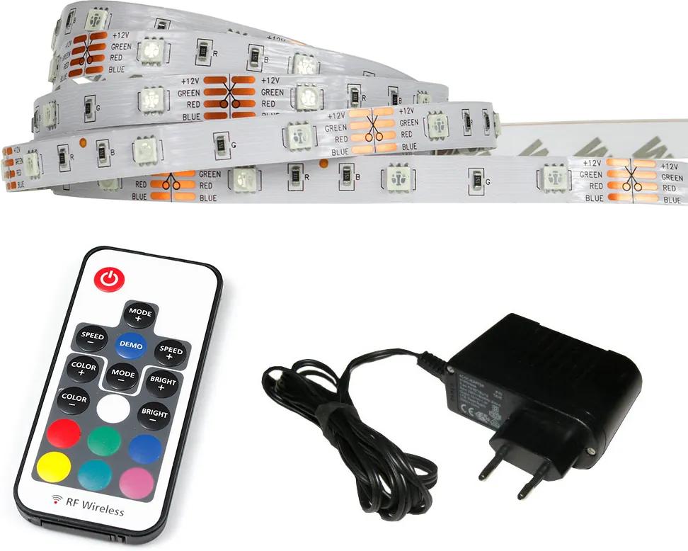 ECOLIGHT LED pásek - RGB - 2,5m - 30LED/m - IP20 - rádiový DÁLKOVÝ OVLADAČ K17 - komplet
