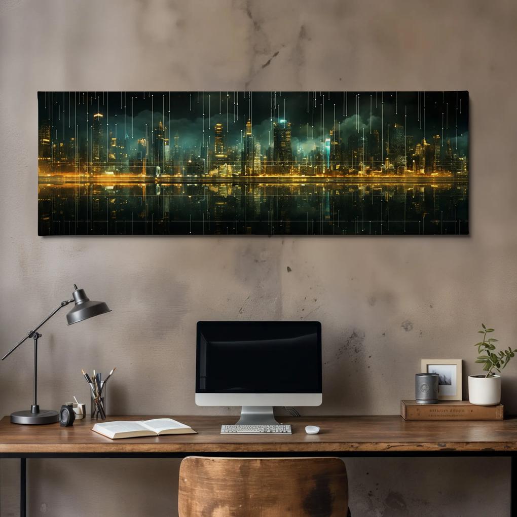 Obraz na plátně - Futuristické město - Abstraktní odraz Budoucnosti FeelHappy.cz Velikost obrazu: 180 x 60 cm