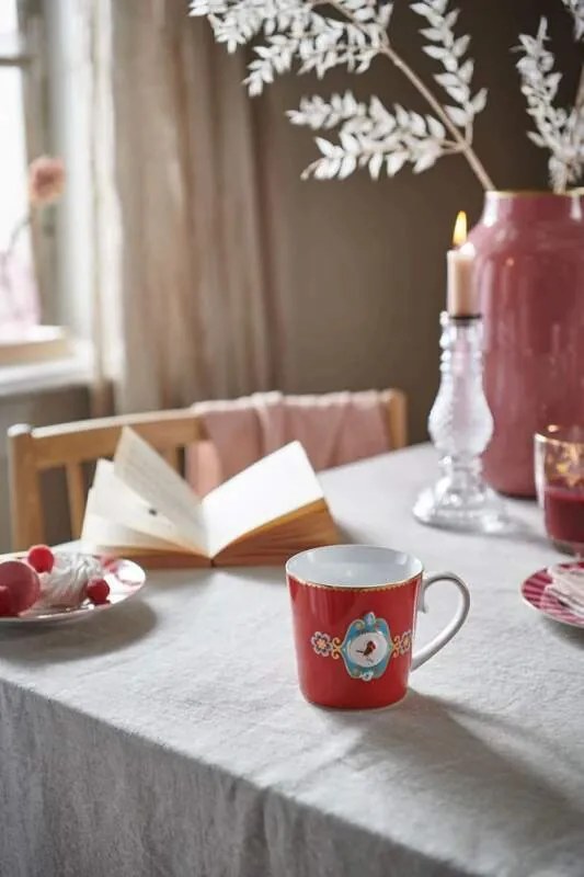 Pip Studio Love Birds hrnek 225ml, červený