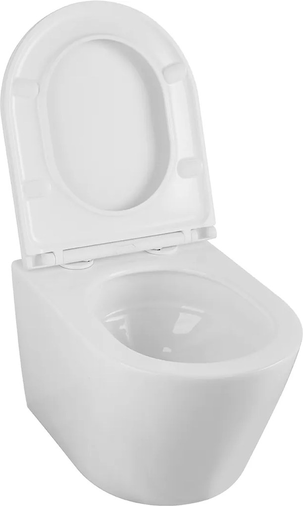 Erga Vento, závěsná WC mísa 490x365x365mm, Tornado 2 + toaletní sedátko s pomalým zavíráním, bílá, ERG-V03-VENTO-TO2-WH