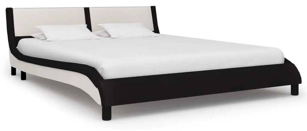 280346 vidaXL Rám postele černobílý umělá kůže 180 x 200 cm