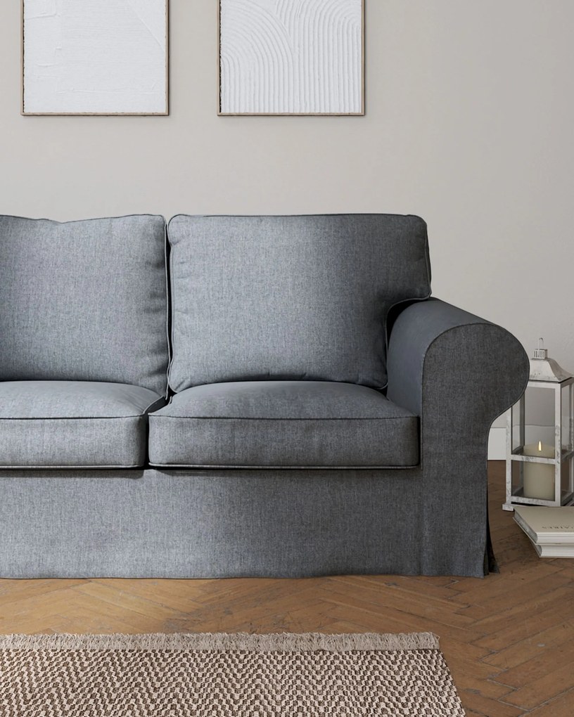 Potah na pohovku IKEA Ektorp 3-místná rozkládací, NOVÝ MODEL 2013 barva šedá látka pletený vzor