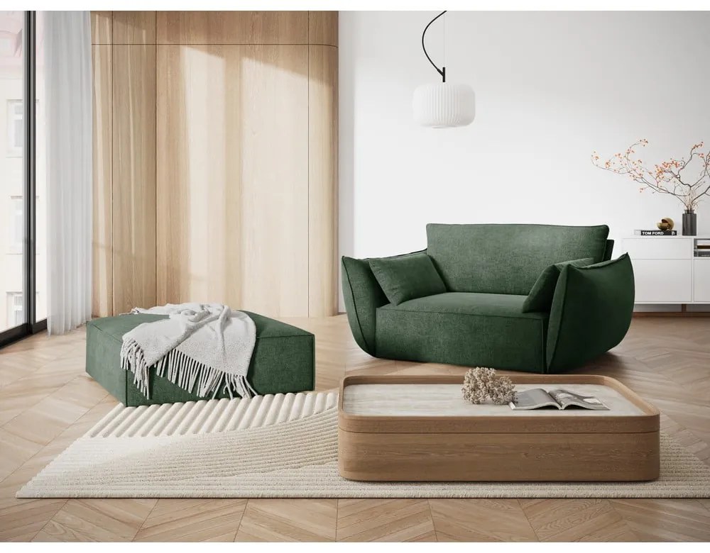 Tmavě zelená žinylková podnožka Vanda – Mazzini Sofas