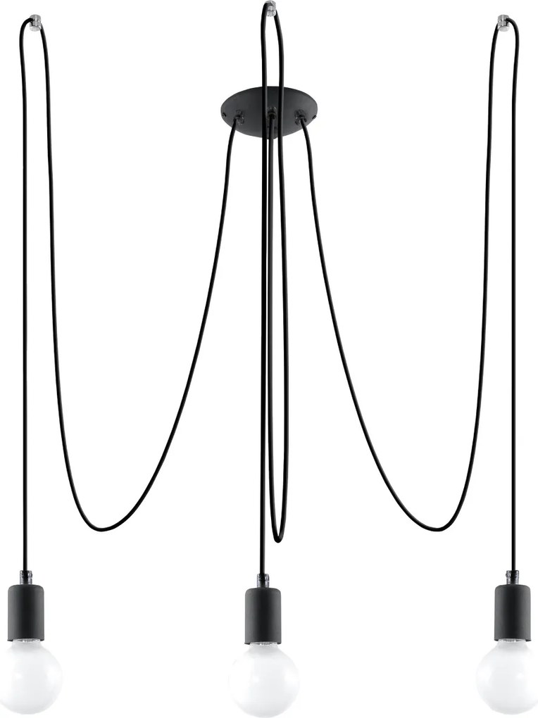 Sollux Lighting Lustr EDISON 3 černý