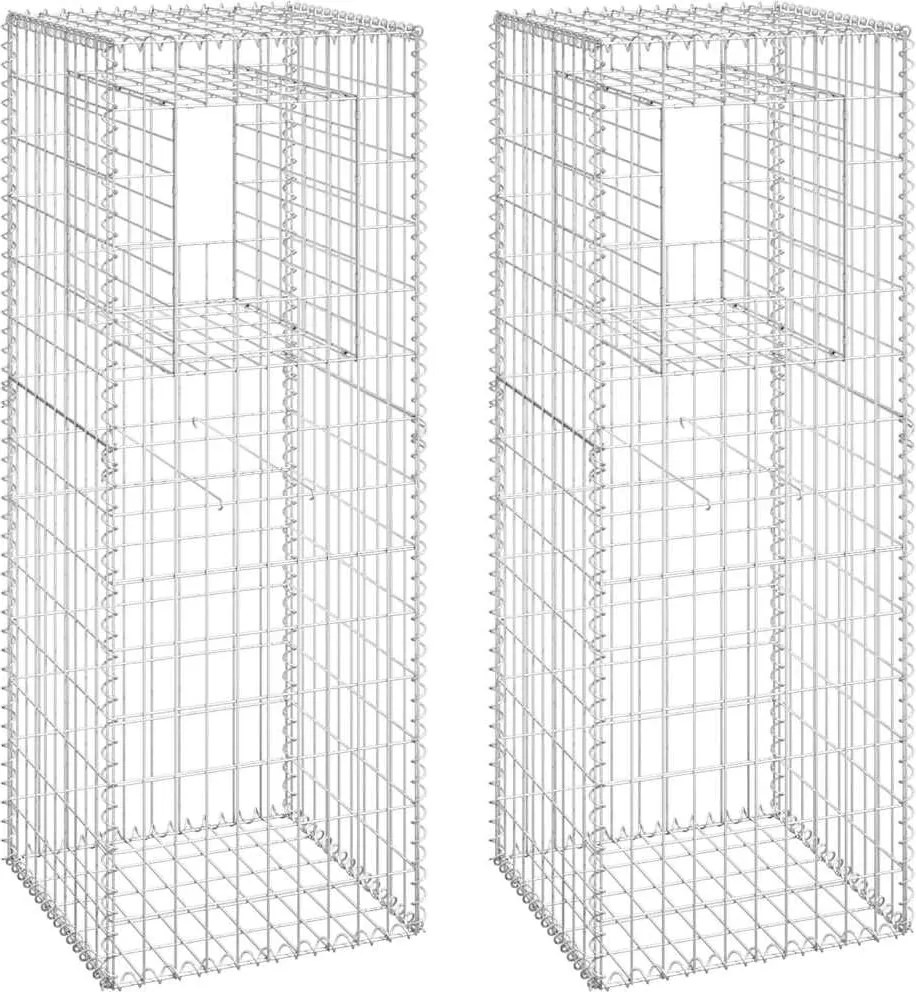 Gabionové sloupky 2 ks 50 x 50 x 140 cm železo 151271
