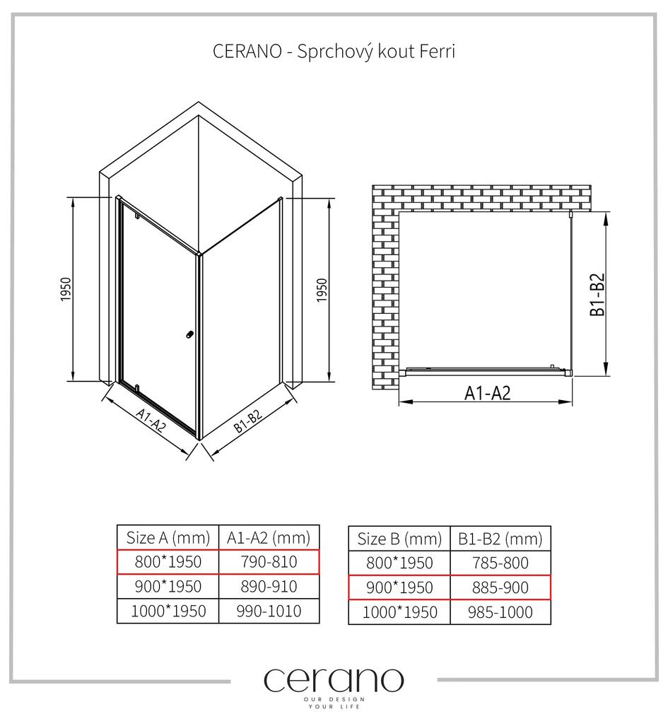 CERANO - Sprchový kout Ferri L/P - chrom, transparentní sklo - 80x90 cm - křídlový