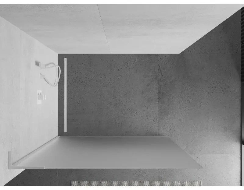Mexen Kioto L, sprchová zástěna Walk-In 120 x 200 cm, 8mm sklo námraza, bílý profil, 800-120-103-20-30