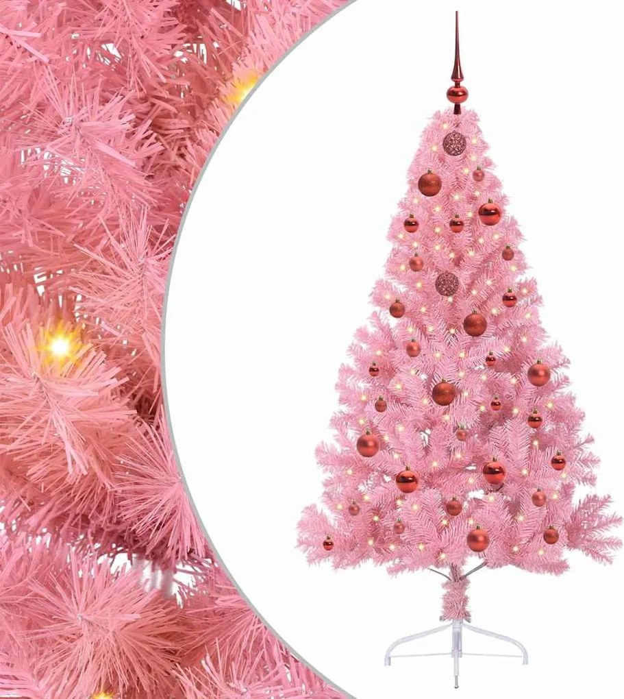 Umělý osvětlený vánoční stromeček Růžová 150 cm PVC 3397063