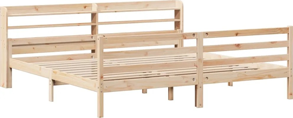 Rám postele s čelem 200 x 200 cm masivní borové dřevo 3306692