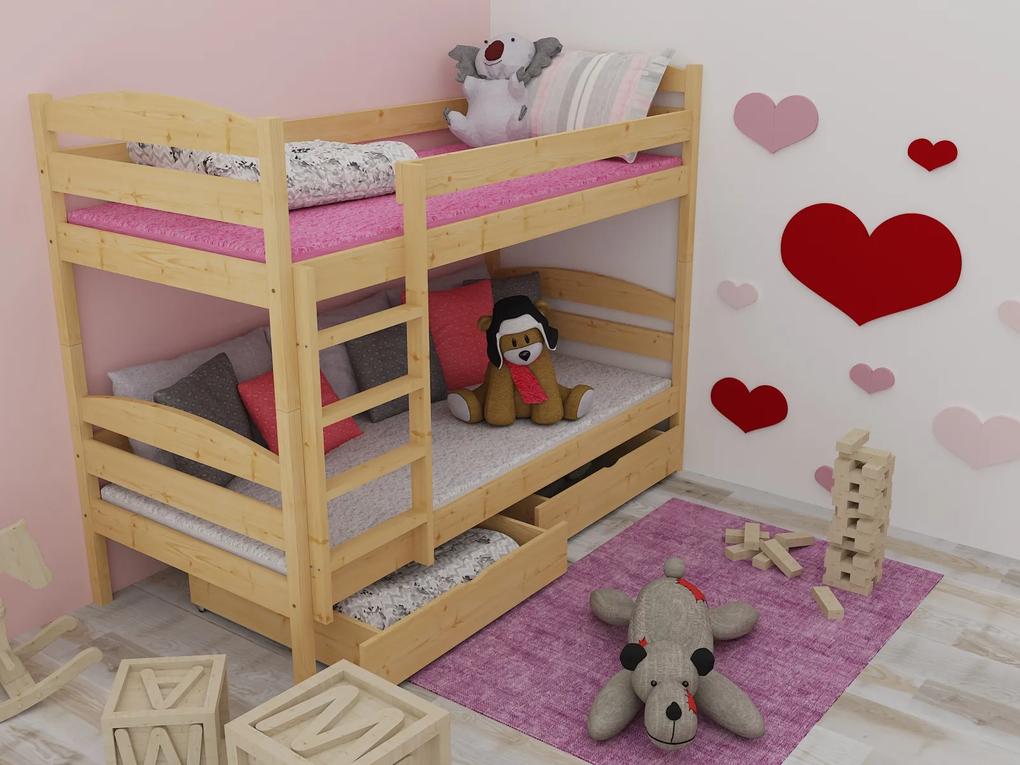 Vomaks Patrová postel PP 004 Rozměr: 90 x 200 cm, Barva: surové dřevo, Prostor mezi lůžky: 80 cm
