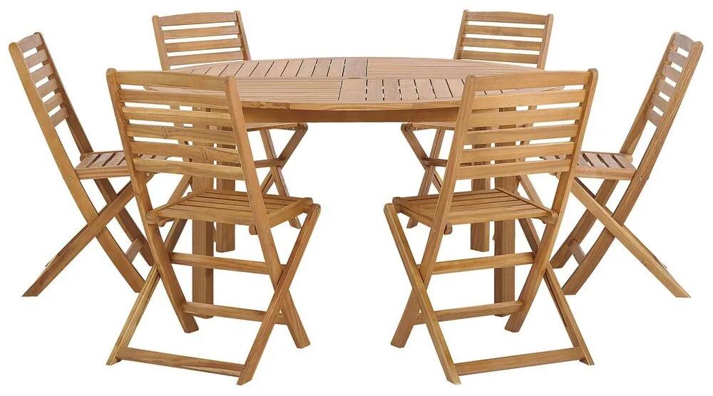 Zahradní sada dřevěný stůl a 6 židlí TOLVE Beliani