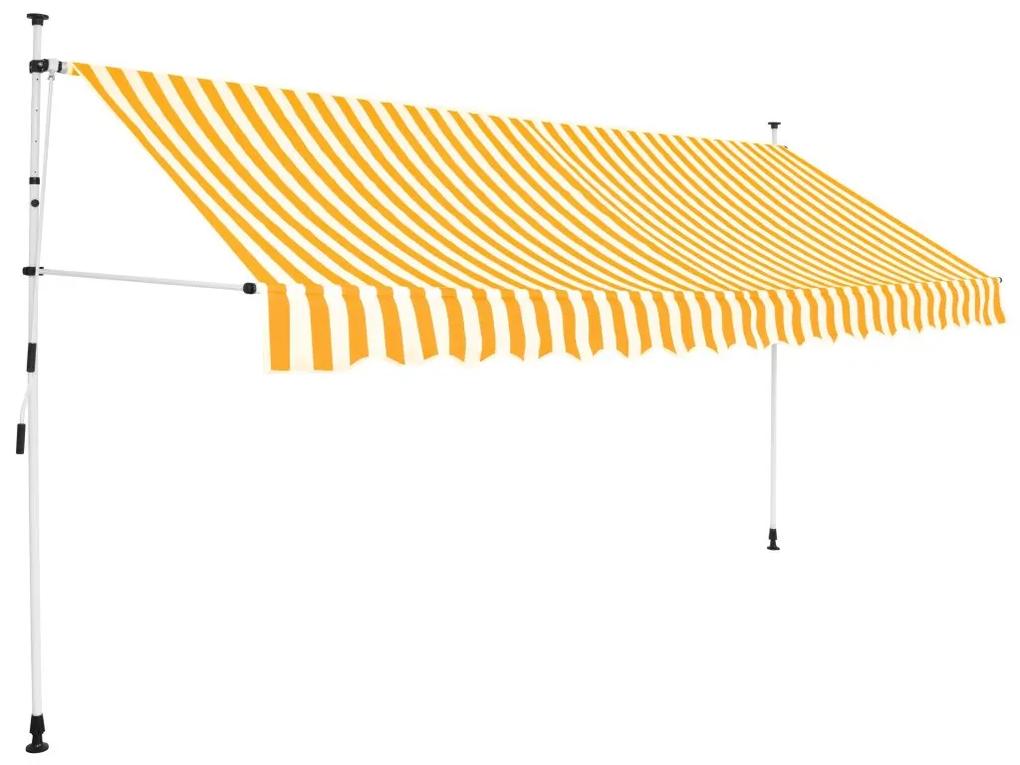 Ručně zatahovací markýza - žluto-bílé pruhy | 400 cm