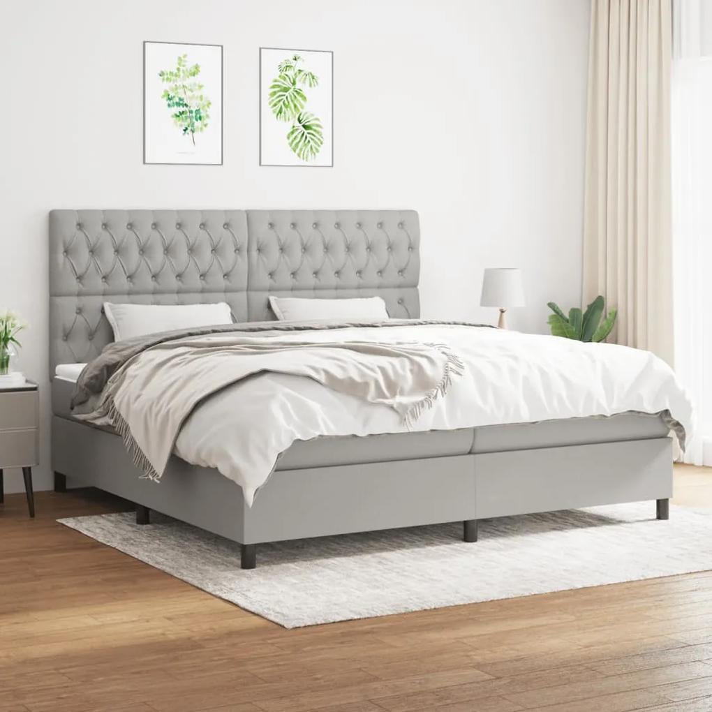 Box spring postel s matrací světle šedá 200 x 200 cm textil,  3142041
