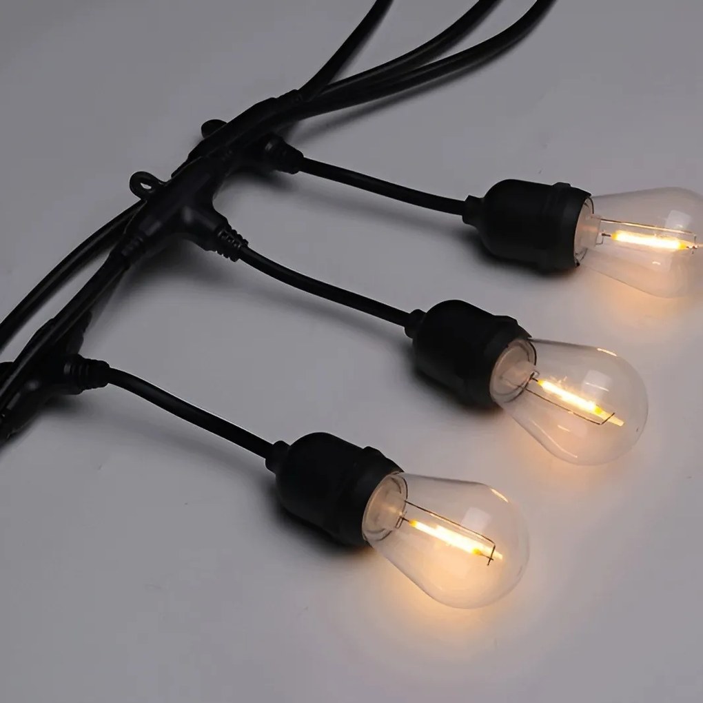 Zahradní světelná girlanda 20 LED teplá bílá E27 20m