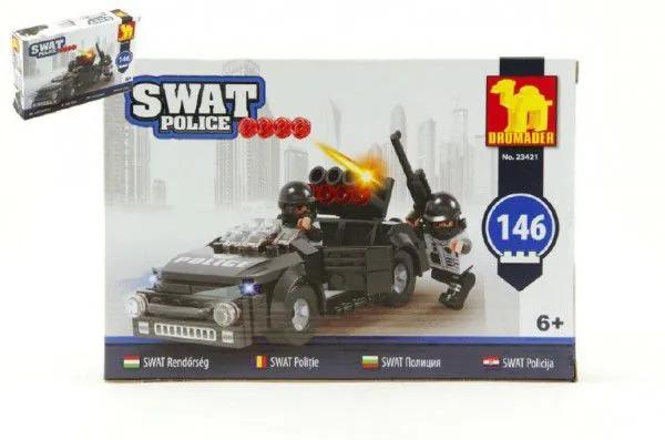 Dromader SWAT Policie Stavebnice Auto 1v krabici 22x15x4,5cm
